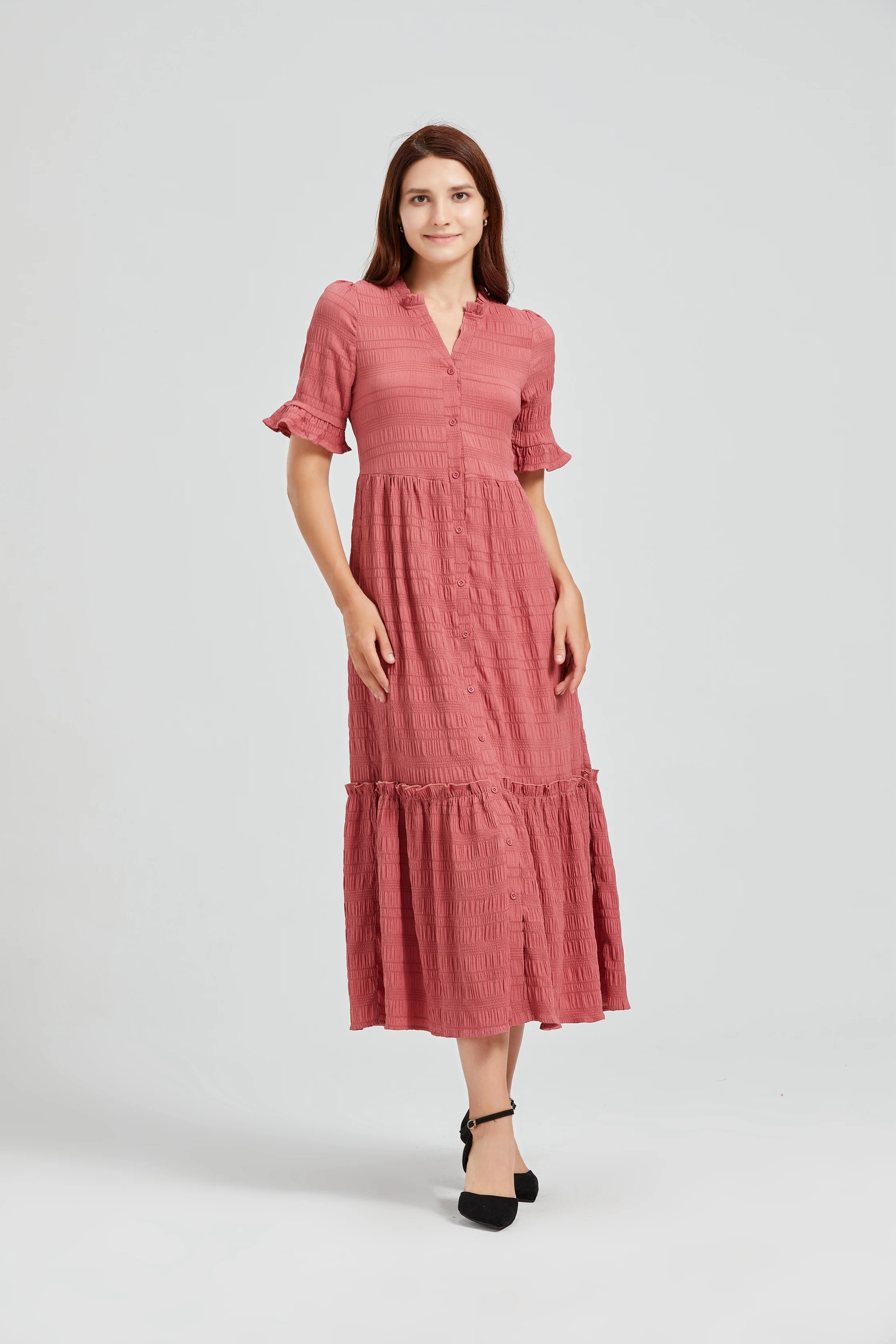 Custom Long Sleeve Outdoor Woman Girls Clothes Crepe Casual Polyester ...