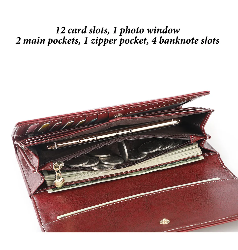 Royal Bagger Long Wallet for Women - RFID Block Leather