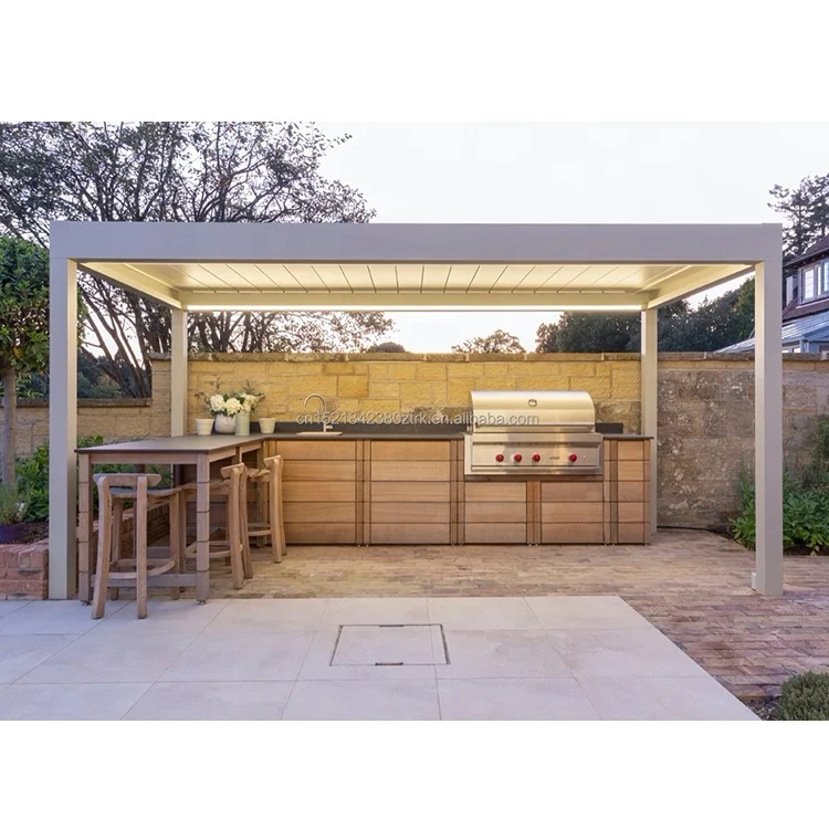 White Aluminum Pergola With Aluminum Louver 4x3 OEM Size Waterproof ...