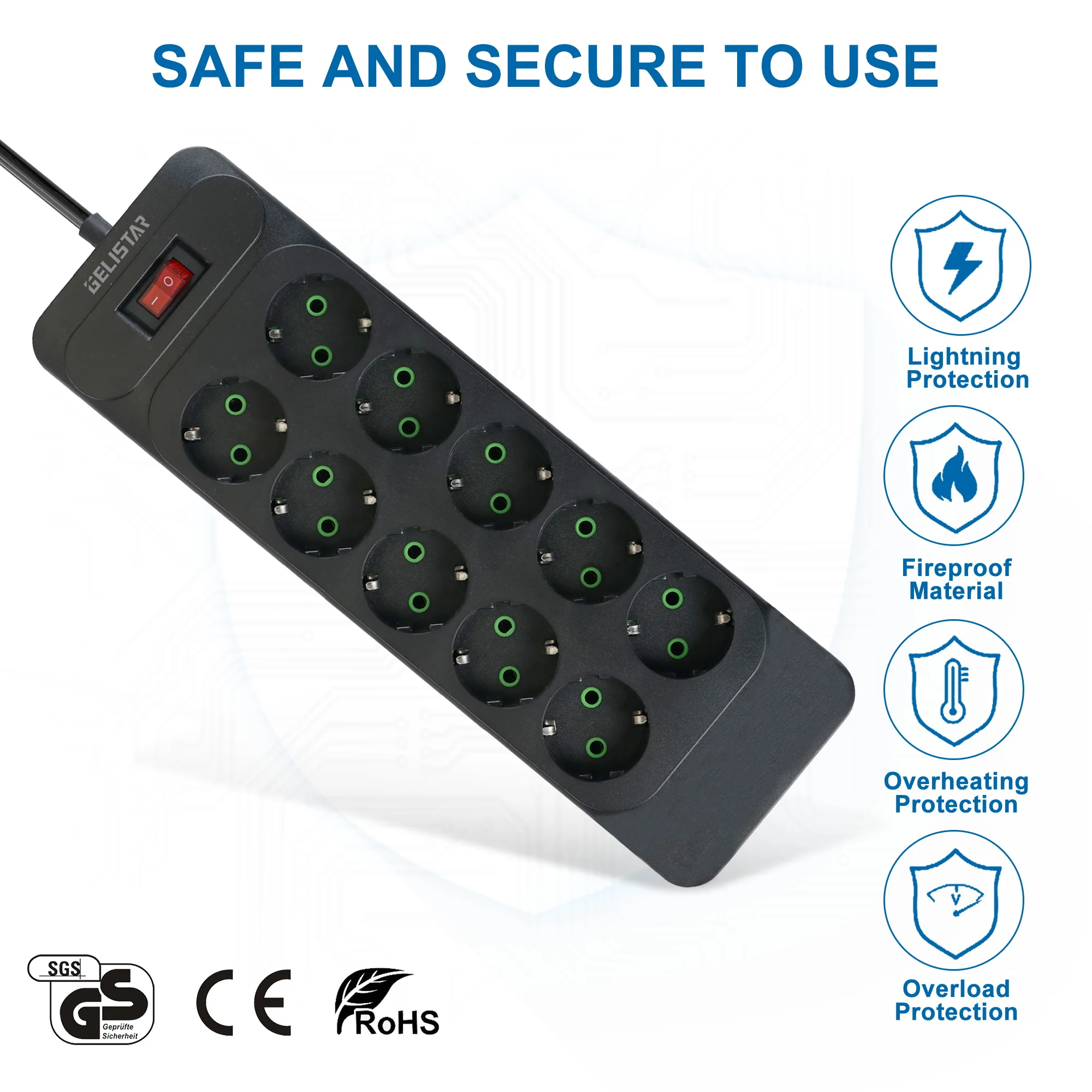 European Power Socket 10 Outlets Without USB Ports Color Black| Alibaba.com