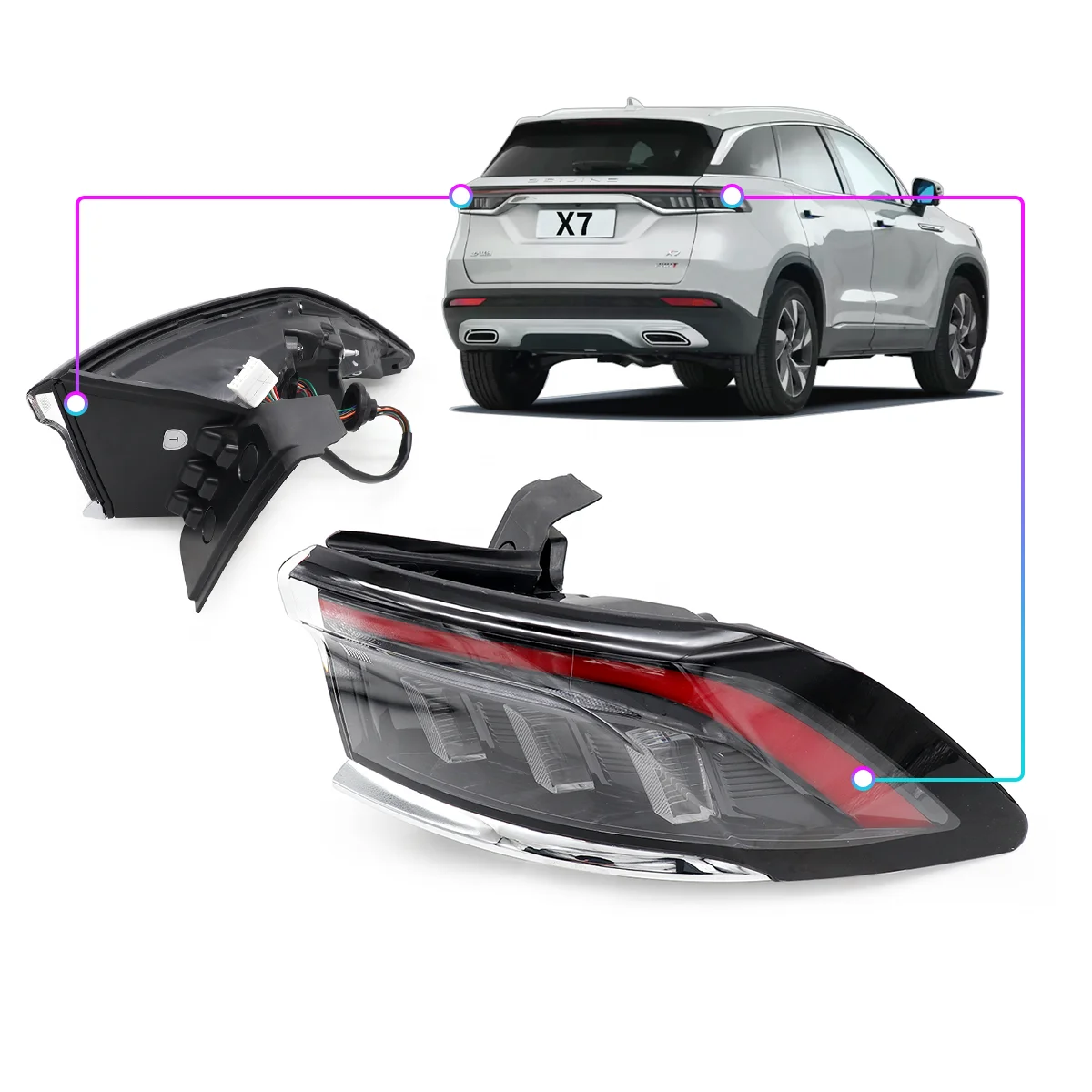 For BAIC BEIJING X7 rear exterior tail light combination light bumper ...