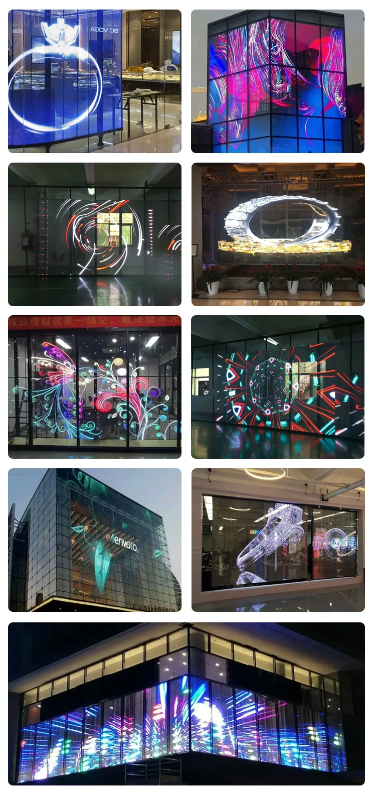 Custom Full Color Transparent Glass Screen for Indoor Display