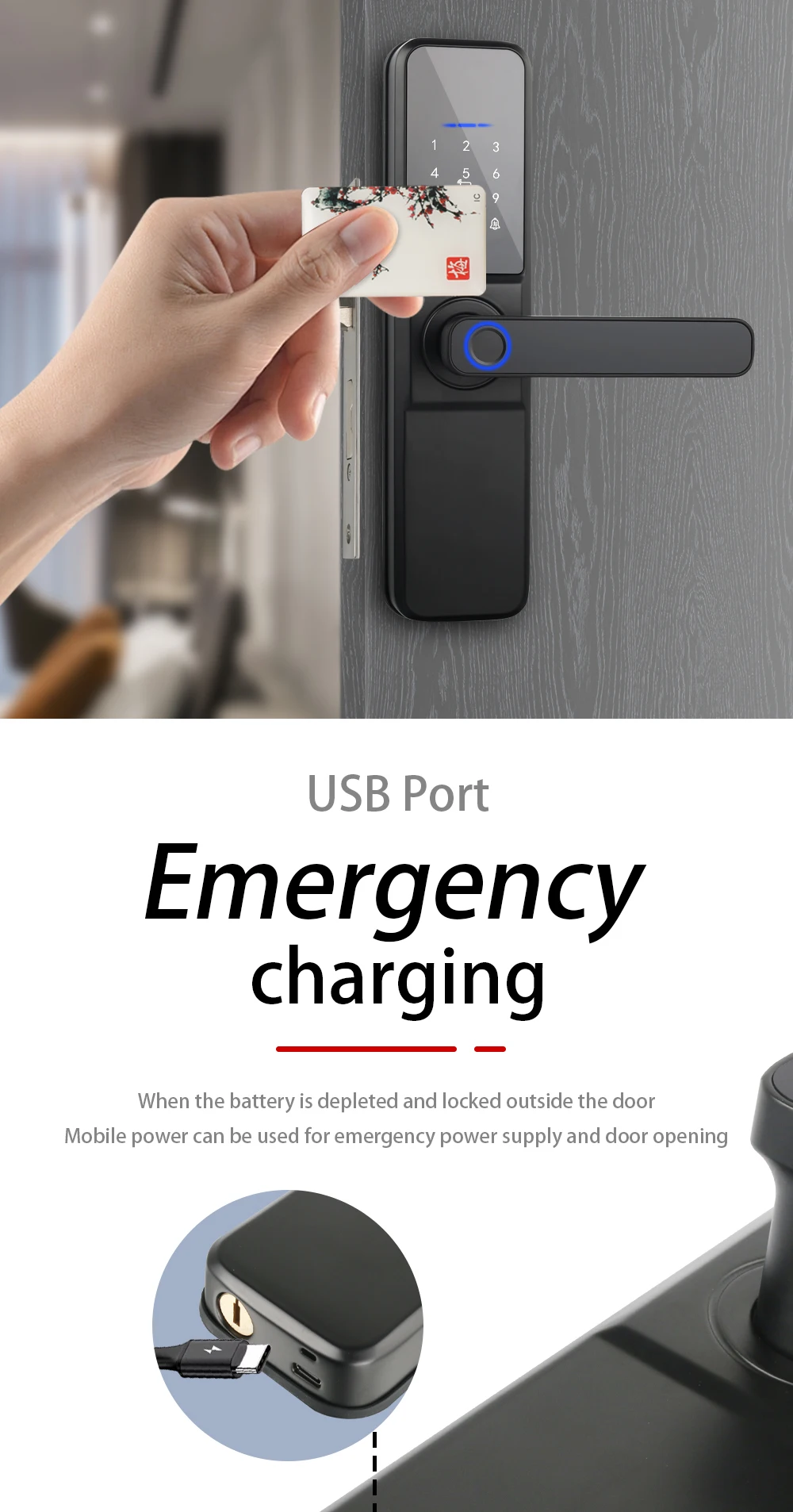 Modern Fingerprint Keypad IC Card 5050 Mortise Smart Lock Door Home ...