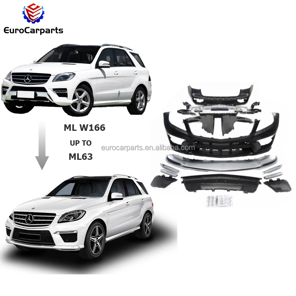 ML63 Body Kits Fit For ML Class W166 Style ML350 450 550 Car Bumpers Exhaust Tips Fender Ducts Car Accessories Auto Tuning Cars