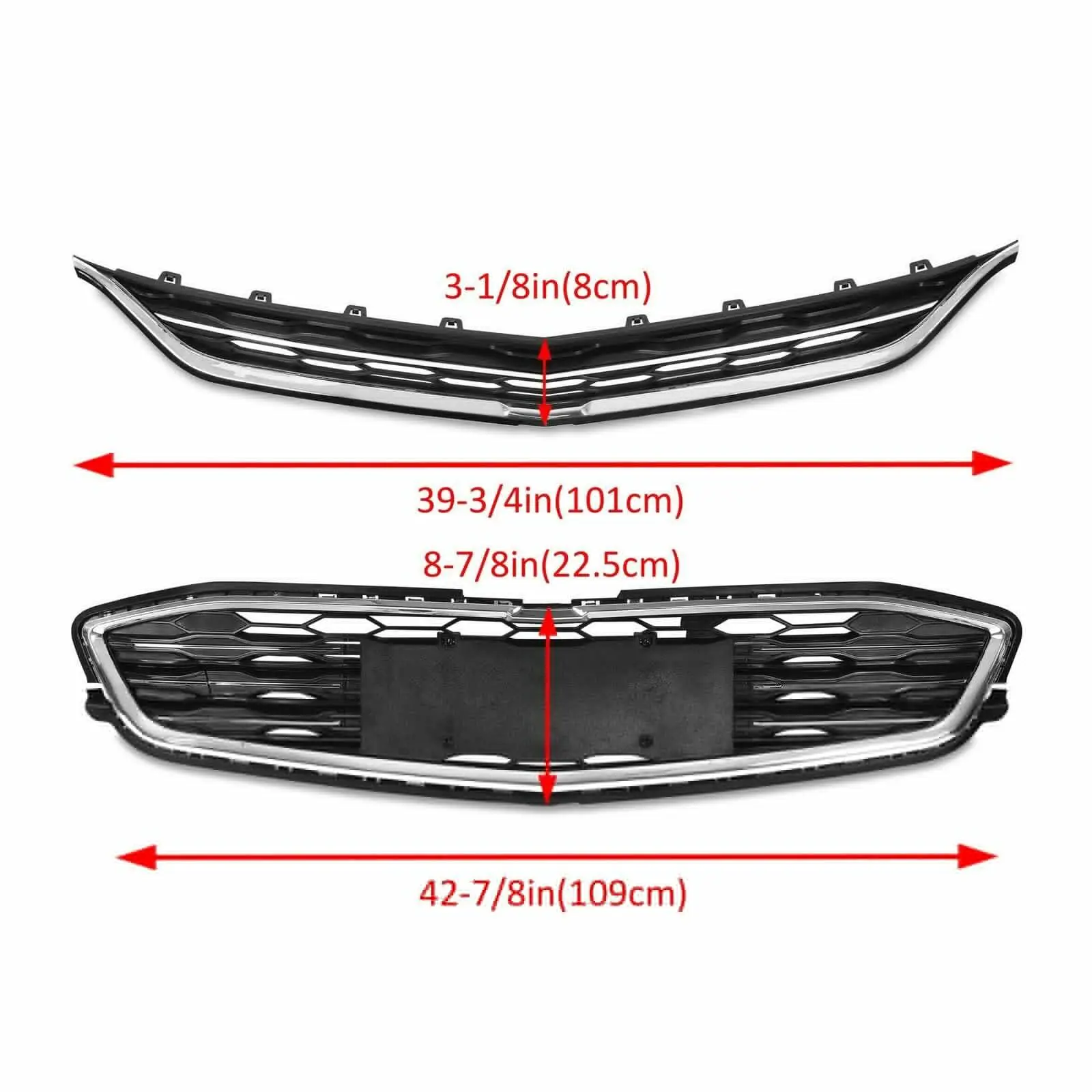 Front UPPER & LOWER Honeycomb Mesh Bumper Grille for Chevrolet Malibu ...