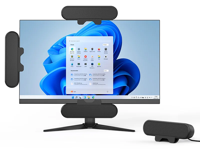 Single USB Computer Speakers for Desktop Monitor with Clip-on Loud ...