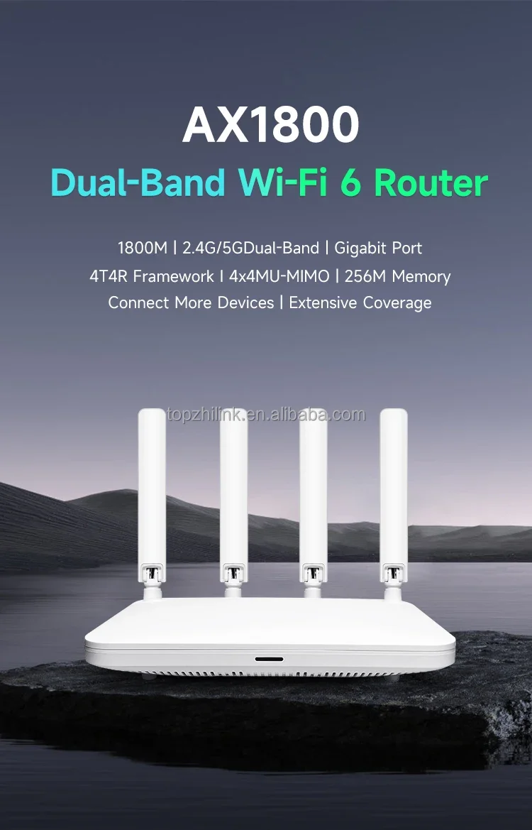 Factory Price 2024AX1800 WIFI 6 Router Dual Band 2.4GHz and 5GHz Wireless Network Router 802 ...