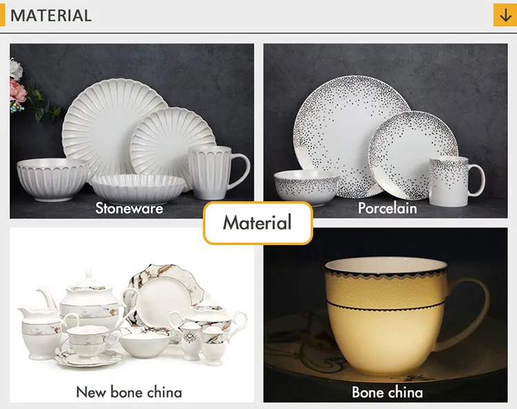 Classic Tableware 16 Pieces Glazed Stoneware Color Edge Ceramic Deep ...