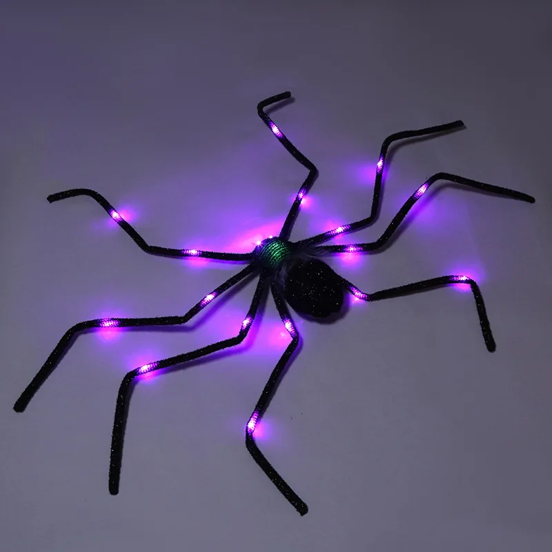 Halloween Decor Led Bendable Large Spider Glowing Plush Spiders ...