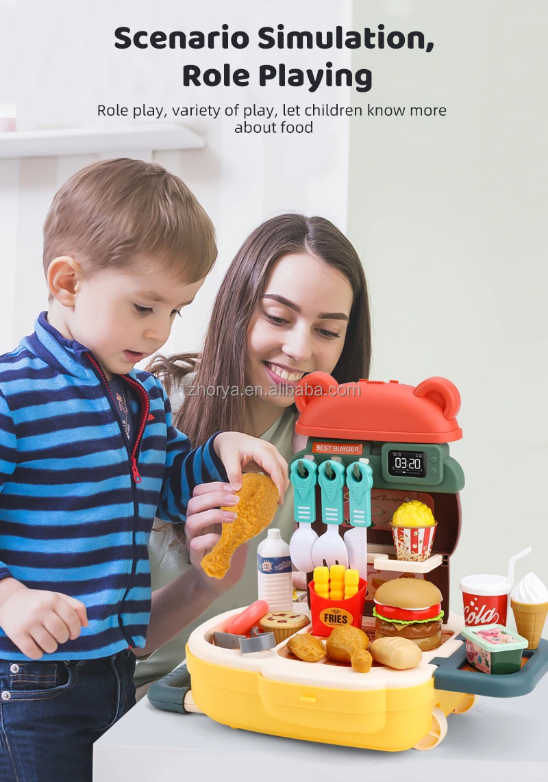 Zhorya 2023 New Fast Food Kid Role Play Burger Shop Set 3 In 1 School ...