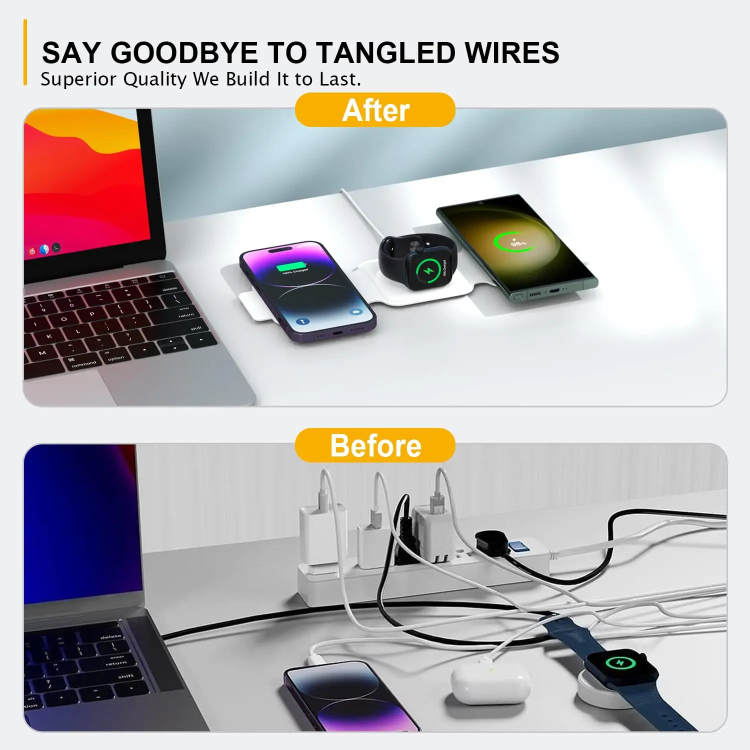 3 in 1 Wireless Charger Magnetic Foldable Charging Station Travel ...