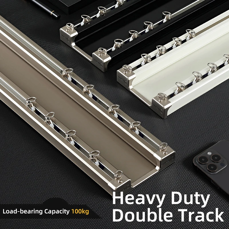 Modern Black Metal Curtain Rail with Universal Bearing Wheel Commonly ...