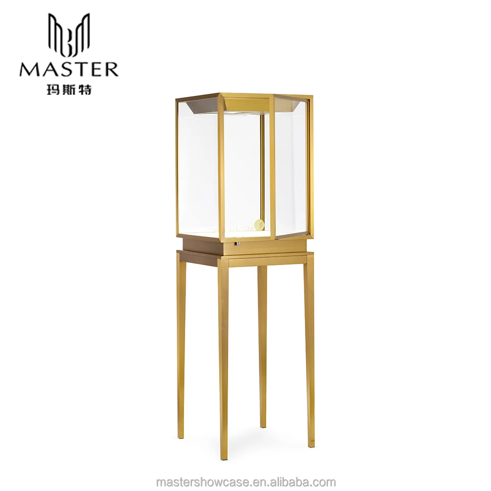 Custom Gold Necklace Display Cabinet Stainless Steel Jewelry Showcase ...