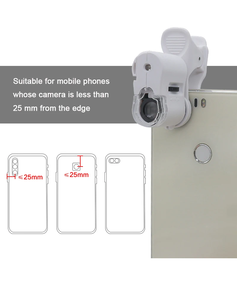 Universal Clip Microscope LED 60X - Jewelry Detecting Tool