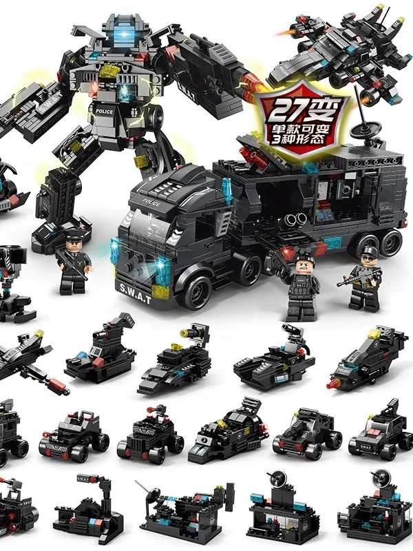 Lele Brother City Swat Police Building Block Assembling Toy Deformation ...