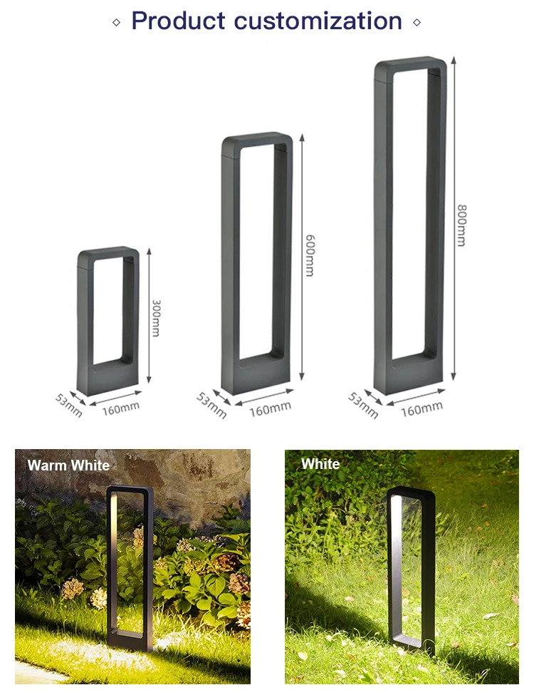 Lnjami Outdoor Waterproof Ip65 Led Bollard Garden Lawn Light For Landscape Yard Pathway Garden ...