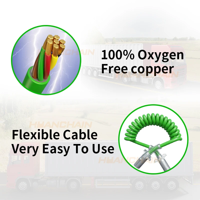 7 Way Trailer Cable,15 Ft Heavy Duty 7 Core Abs Electrical Power Coil ...