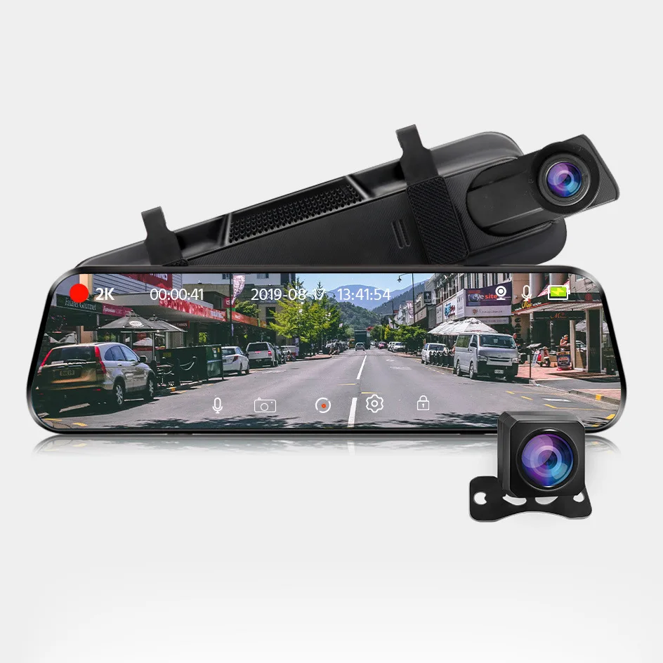 10" Touch Screen Mirror 1080p Dash Cam Car Dvr Mirror Ront And Rear ...