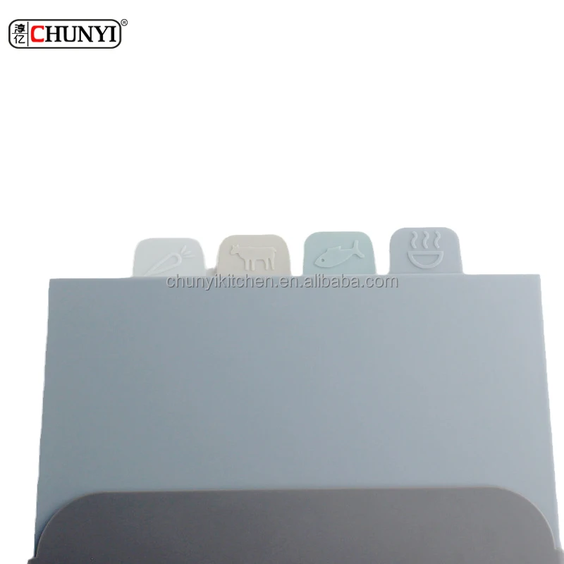 Custom Colored Pp Chopping Blocks With Tray Index 4-piece Plastic ...