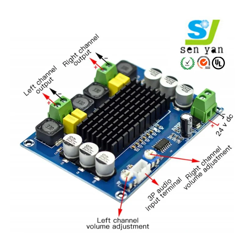 FR4 Audio Amplifier Board - Dual Channel Customizable PCBA