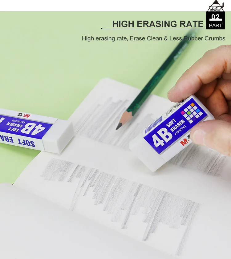M & G Soft White 4B Eraser - Big Size for Kids & Office