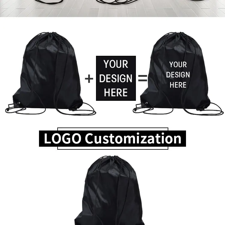 Customized Drawstring Gym Pack Oxford Cloth Waterproof Blue Drawstring Fitness Bag With Pockets ...