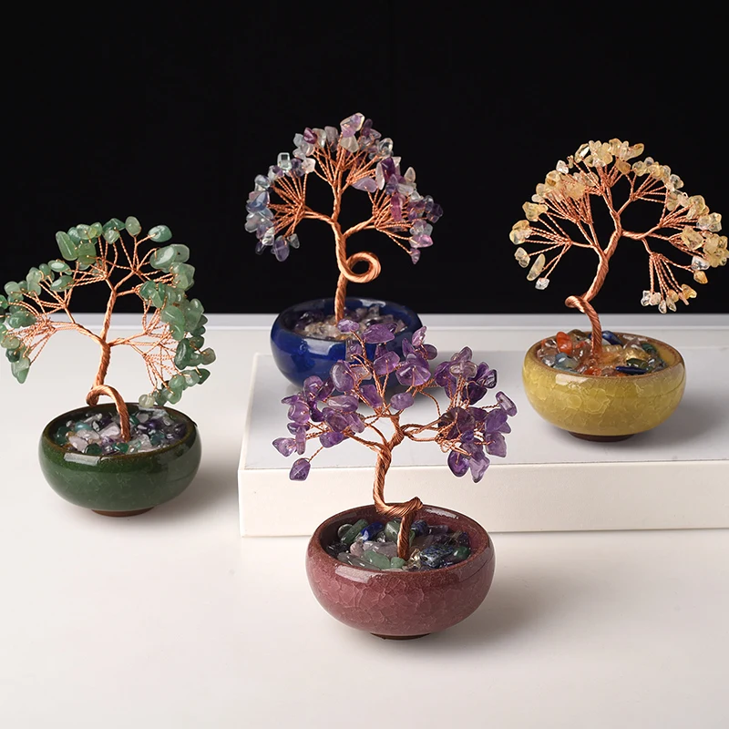 Natural Stone Crystal Money Tree - Chakra Healing Stones