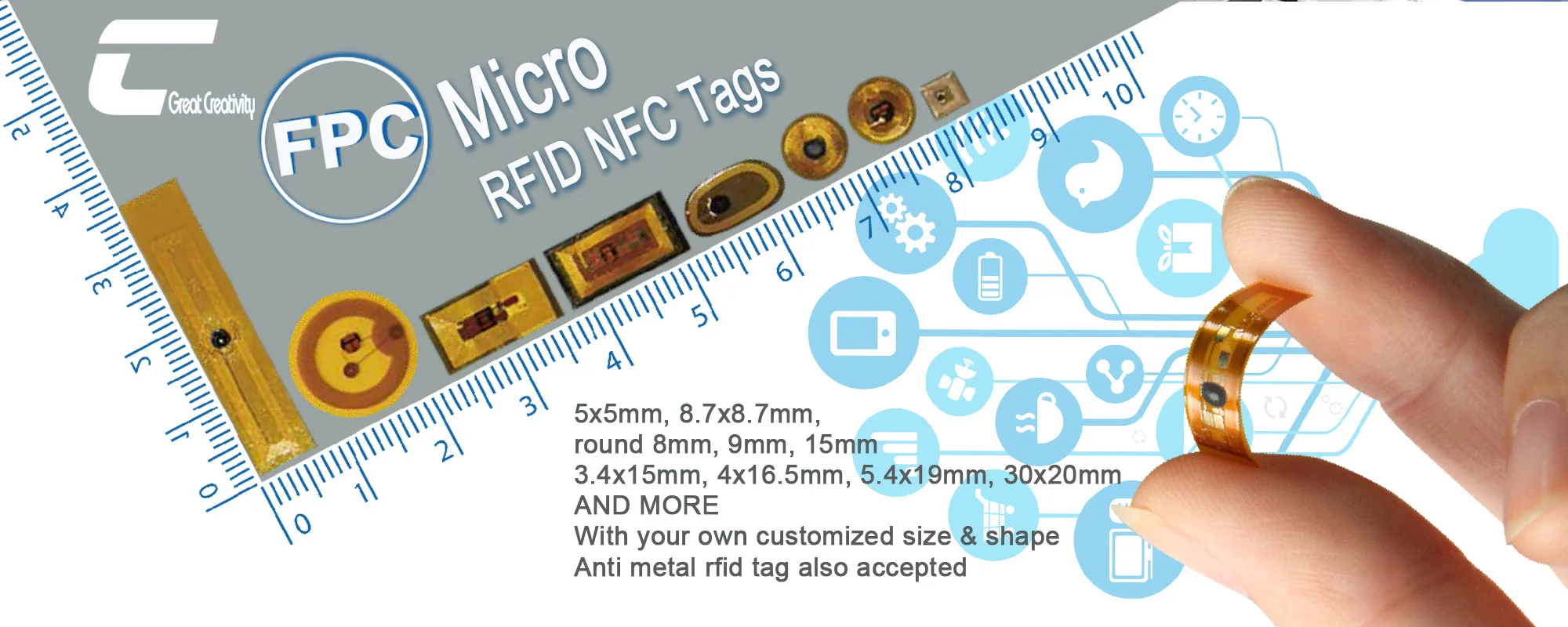 Customized Small Size Mini NFC Sticker 5mm 8mm RFID FPC Tag Micro NFC ...