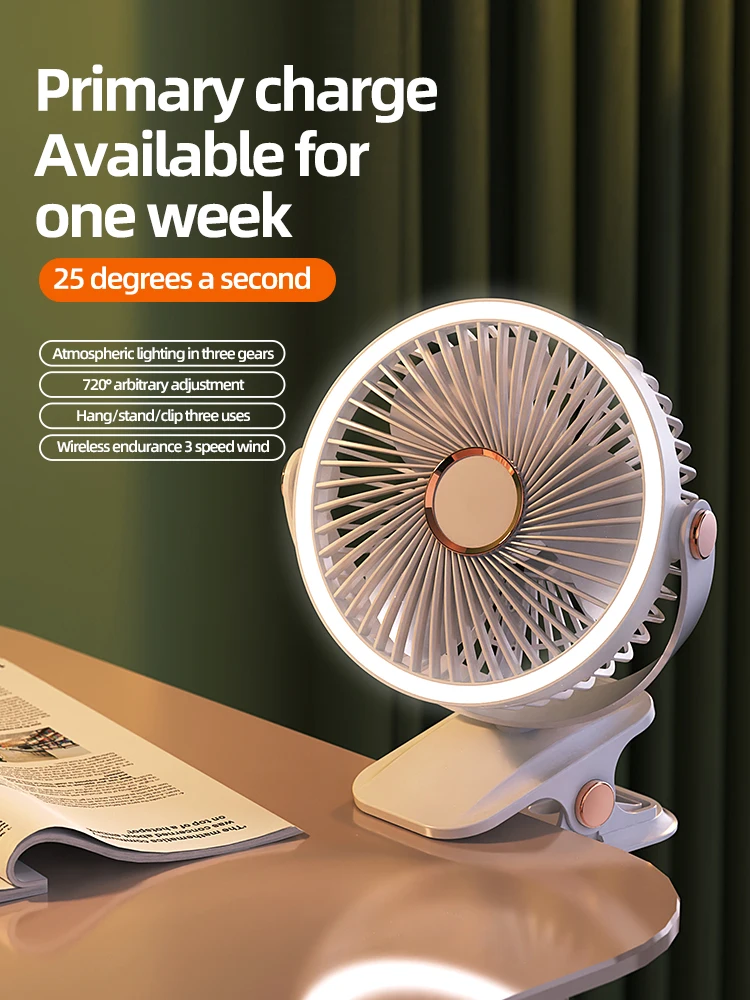 USB Rechargeable Table Fan Clip-on Type Portable Mini Desk Fan 360 ...