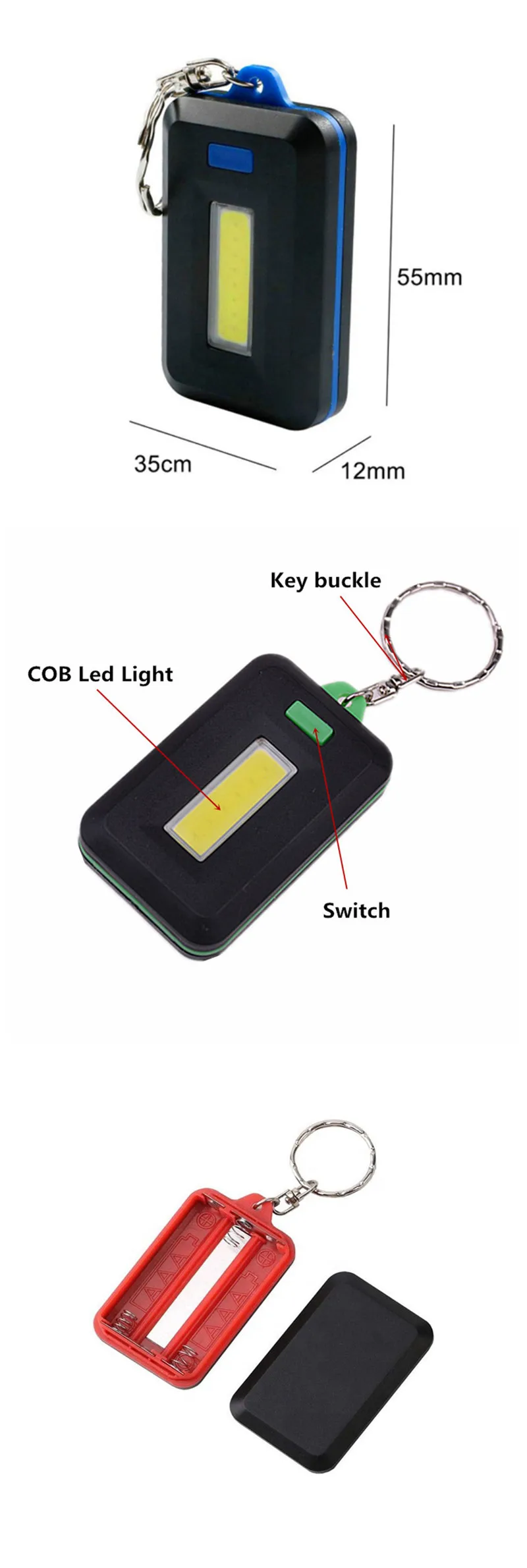 Mini LED Keychain Flashlight Batteries Powered Key-ring Light Torch ...