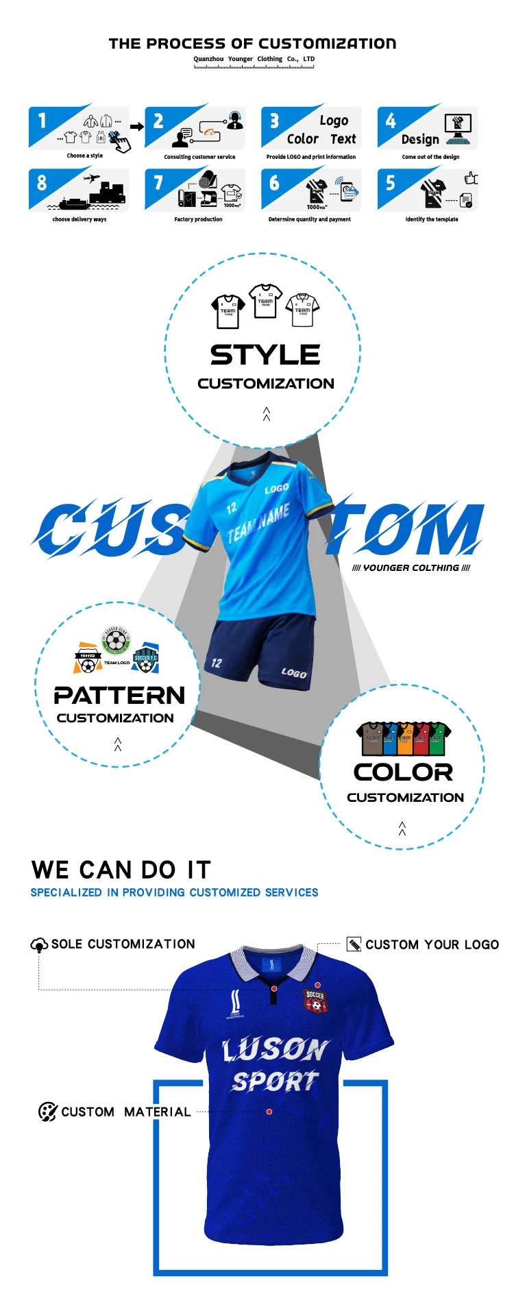 Luson Mens Custom Football Jerseys Design Shirts Youth Uniforms Futbol ...