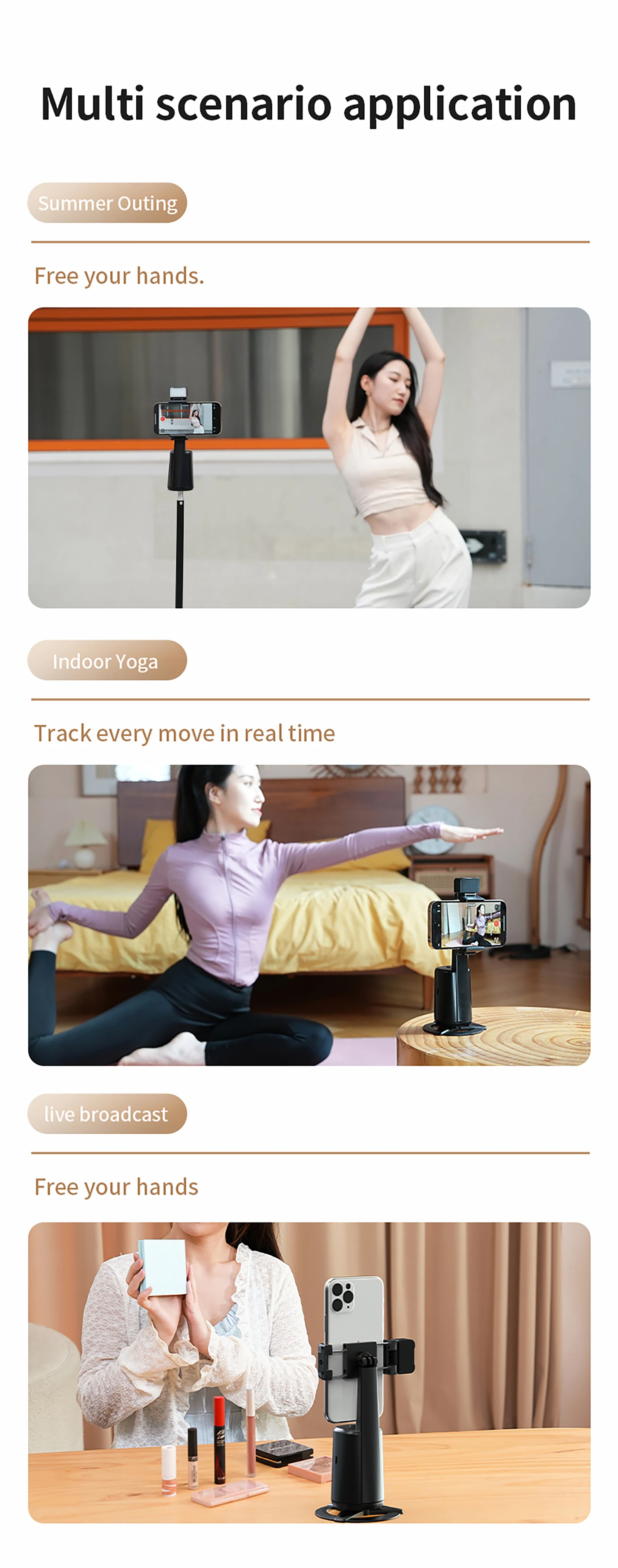 Black Selfie Stick Auto Face Tracking Tripod 360 Pivo Pod - Smartphone ...