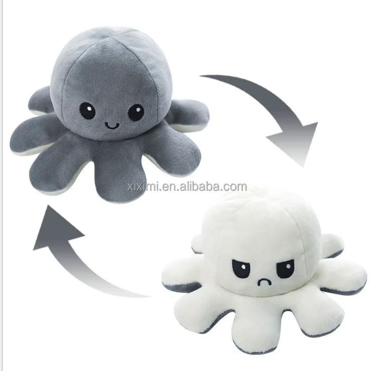 Soft Stuffed Double Side Flip Reversible Plush Pillow Octopus Dolls