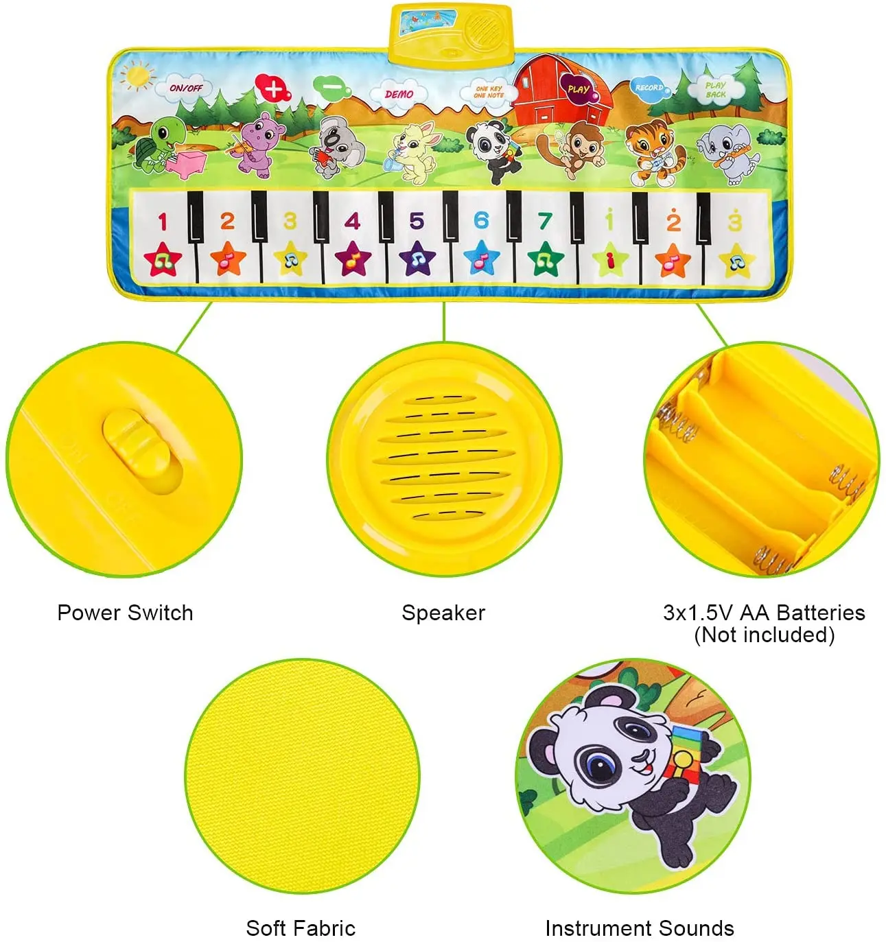 Baby Sensory Musical Dance Mat Children Piano Play Mat Keyboard Baby ...