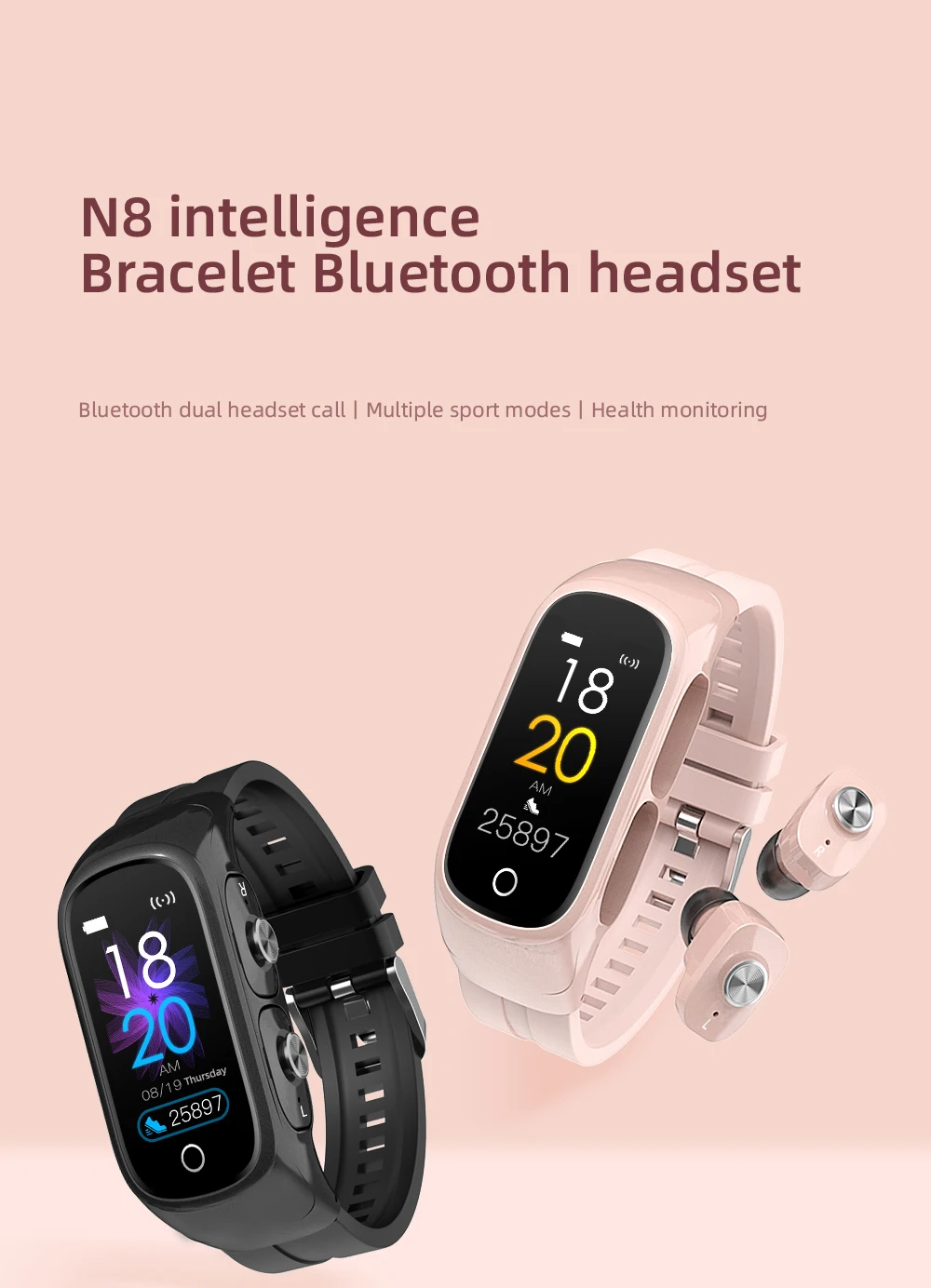 High Quality Hot Selling 2 In 1 Waterproof Reloj Smartwatch N8 Smart ...
