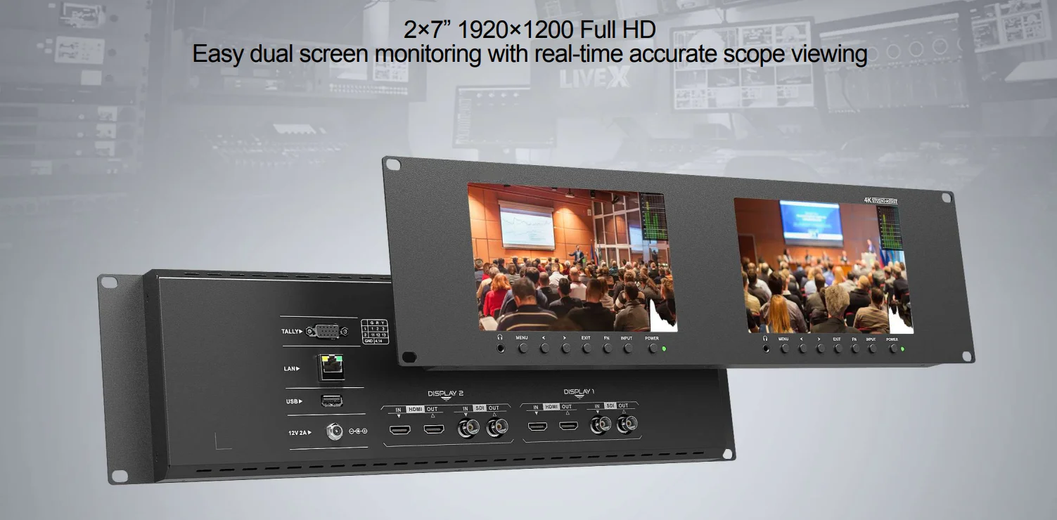 3ru Dual 7inch 1920x1200 Full Hd Rack Mount Monitor - Buy 7 Inch Full ...