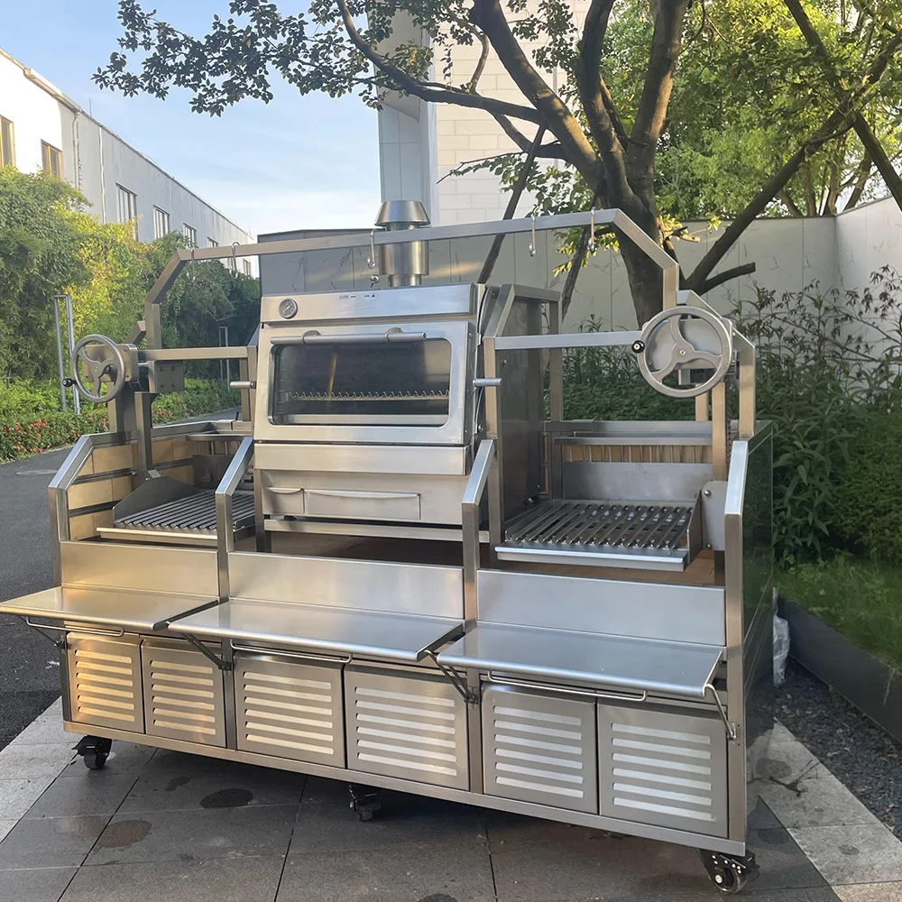 Outdoor Bbq Charcoal Grill - Stainless Steel Argentinian Trolley