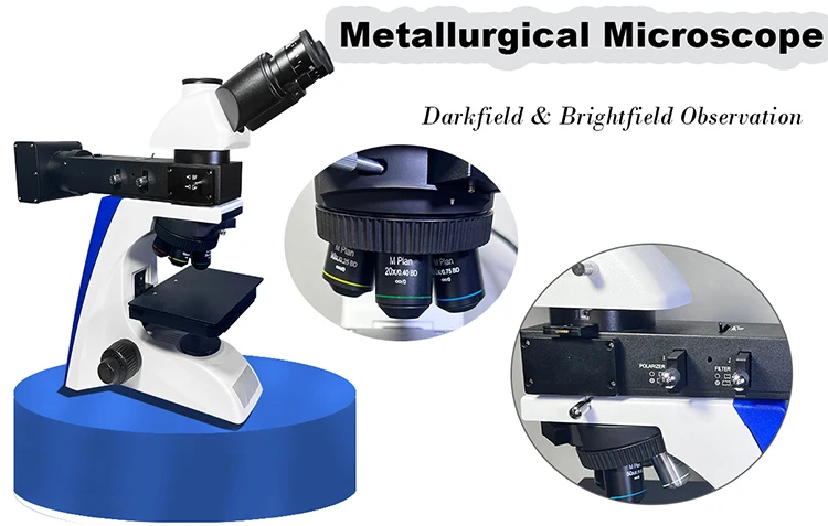 Dark Field Bright Field Metallographic Microscope Upright Trinocular ...