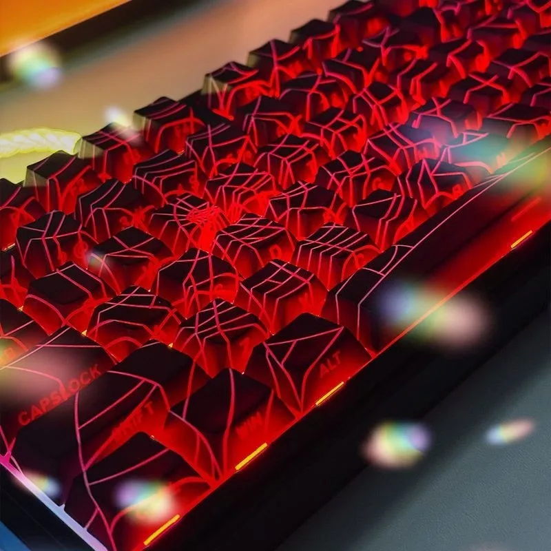 Spider Web Keycap Set - 130 PBT Dye-sub Cherry Profile for Mechanical ...