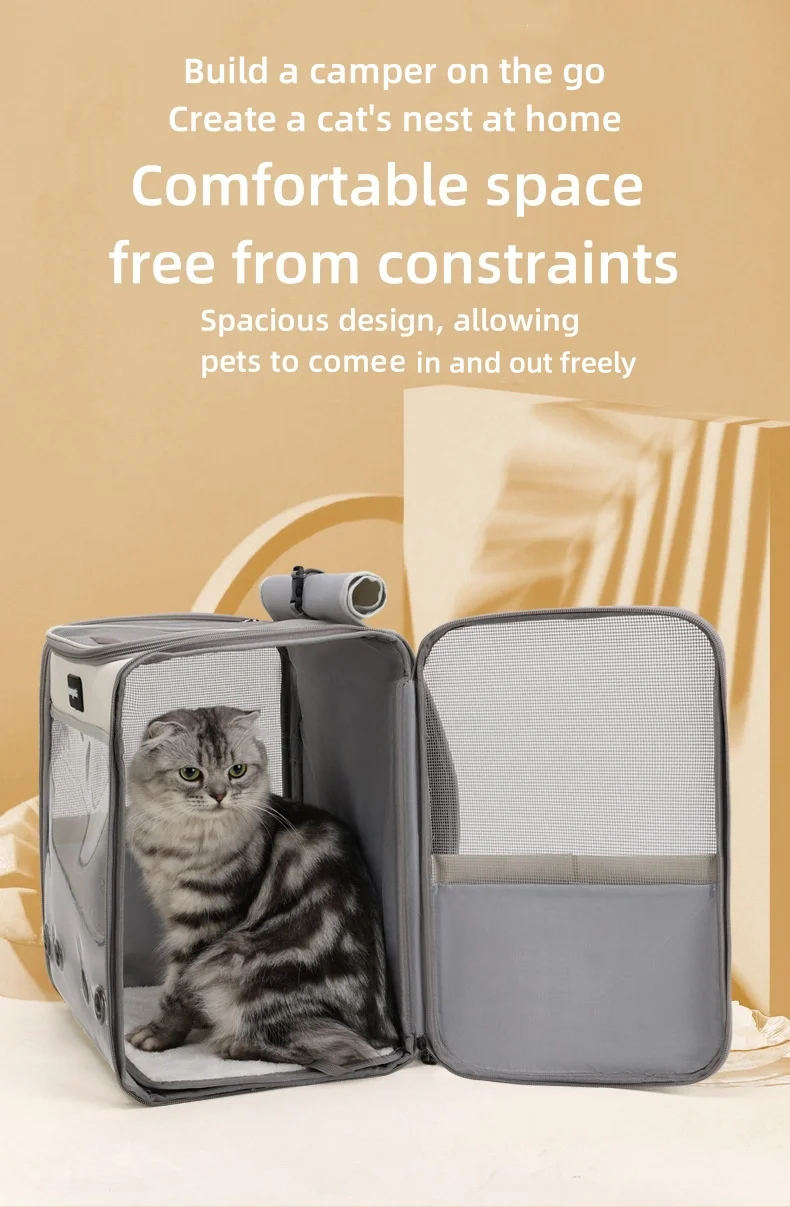 2024 Latest Travel Portable Cat Bag Breathable Cat Large Space ...