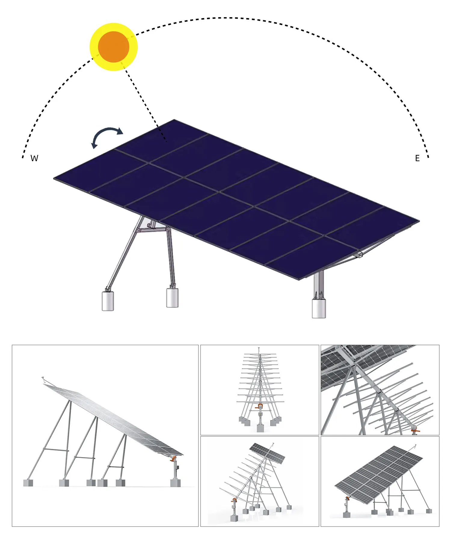 DAH Solar Tilted Single Axis Tracking System - 4kw-20kw