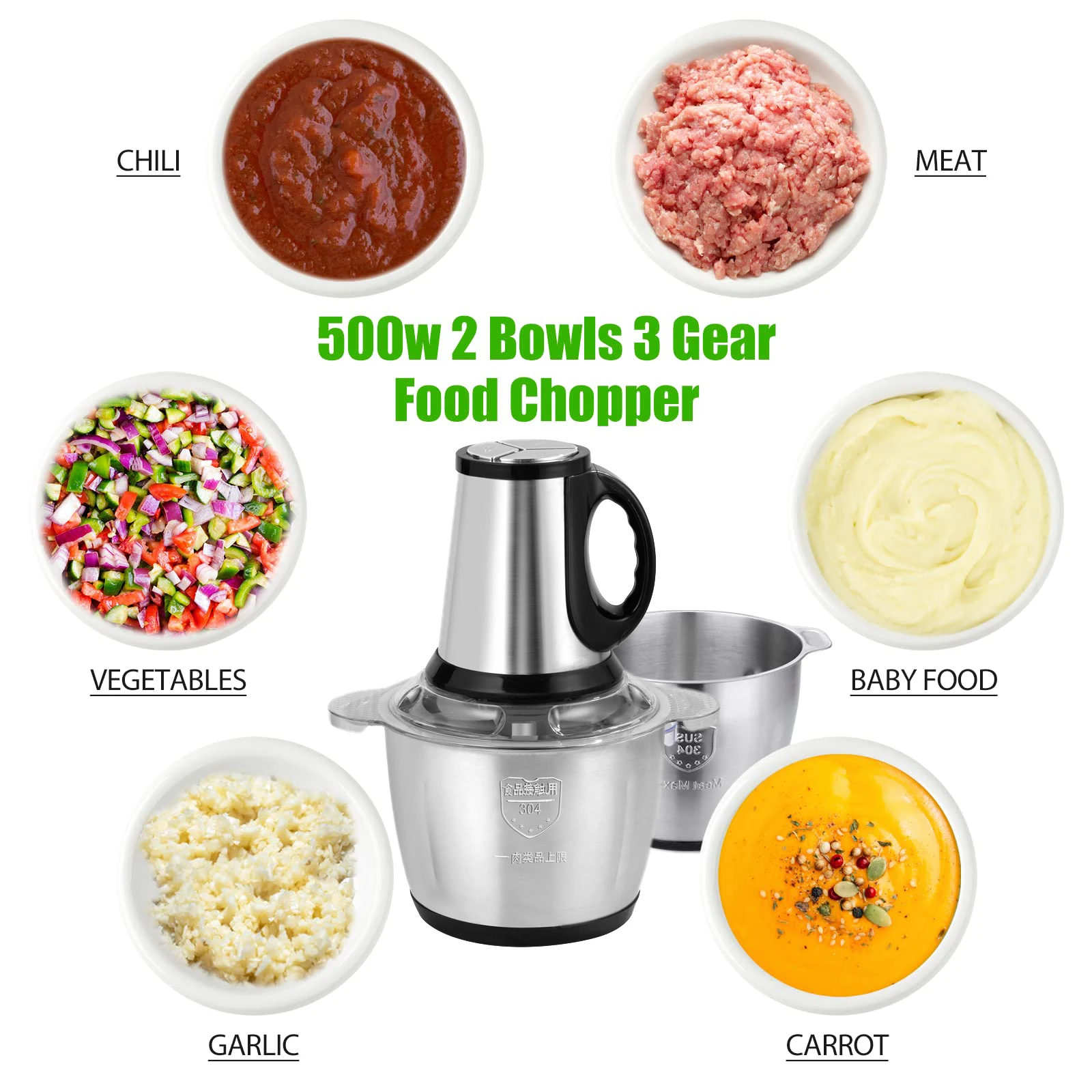Commercial Mincer Electric Meat And Vegetable Chopper Grinders Food Choppers Slicers Powerful 3l ...