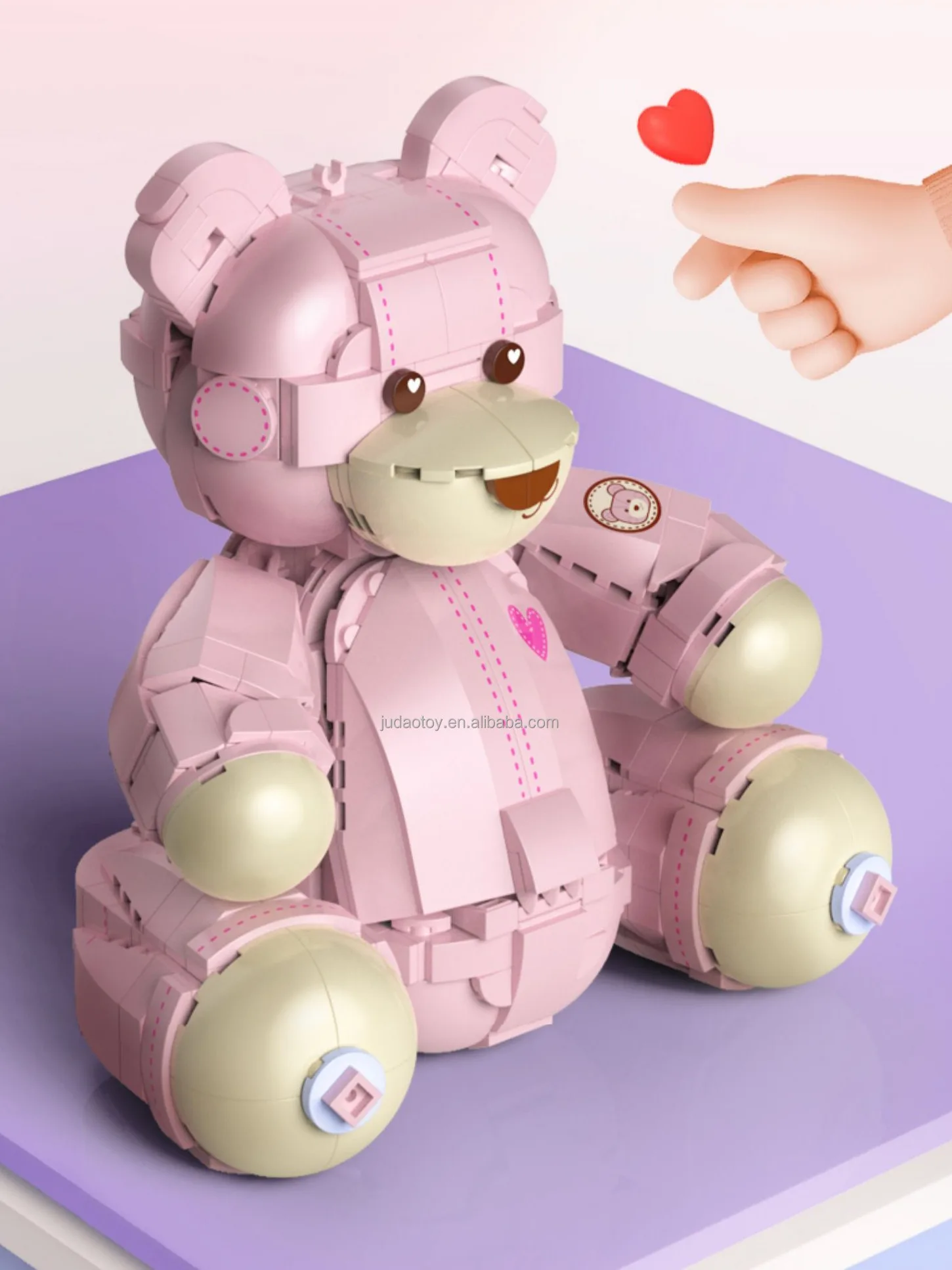 Little Pink Bear Building Block Cartoon Puzzle Toy Mini Building Block ...