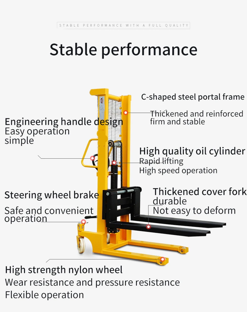 Manual Hydraulic Stacker - 1 Ton Lift Truck for Easy Use