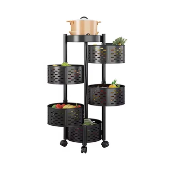 Kitchen Rotating Storage Shelves Rack Multi Layer Removable Basket ...