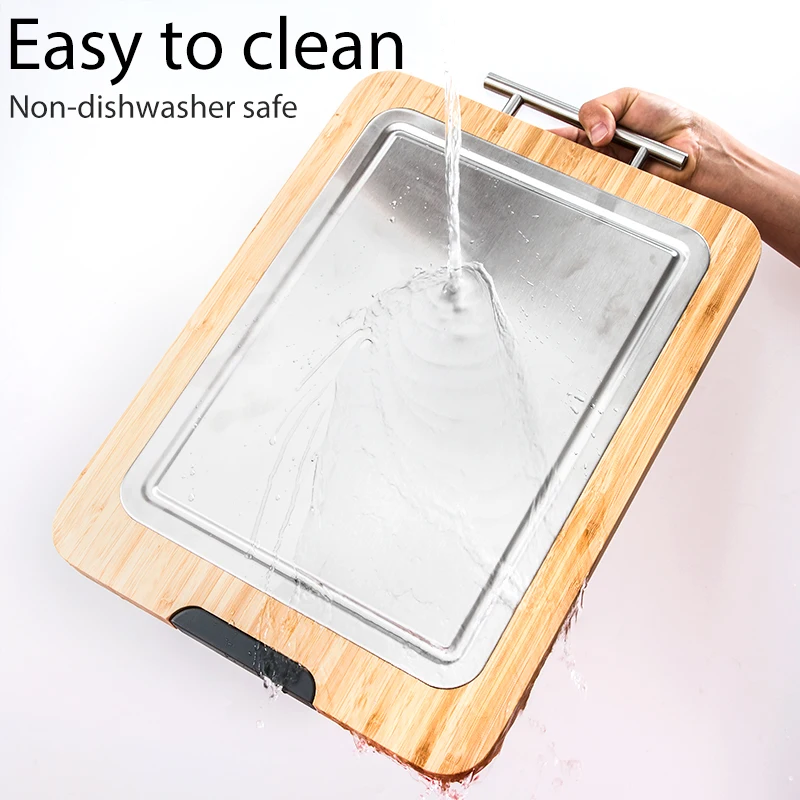 Tidy Board Meal Prep System Bamboo Cutting Board with Juice Slot Cheese ...