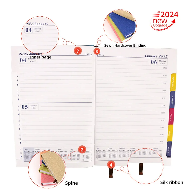 Factory Sales A5 Calendar Custom Logo Color Diary Hot Stamping Planner ...