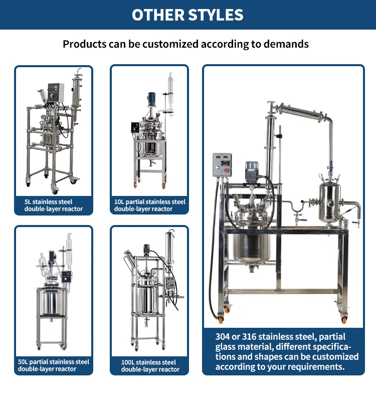 Lab 304 or 316 20L Double Wall Jacketed Reactor - SHANGHAI YUHUA