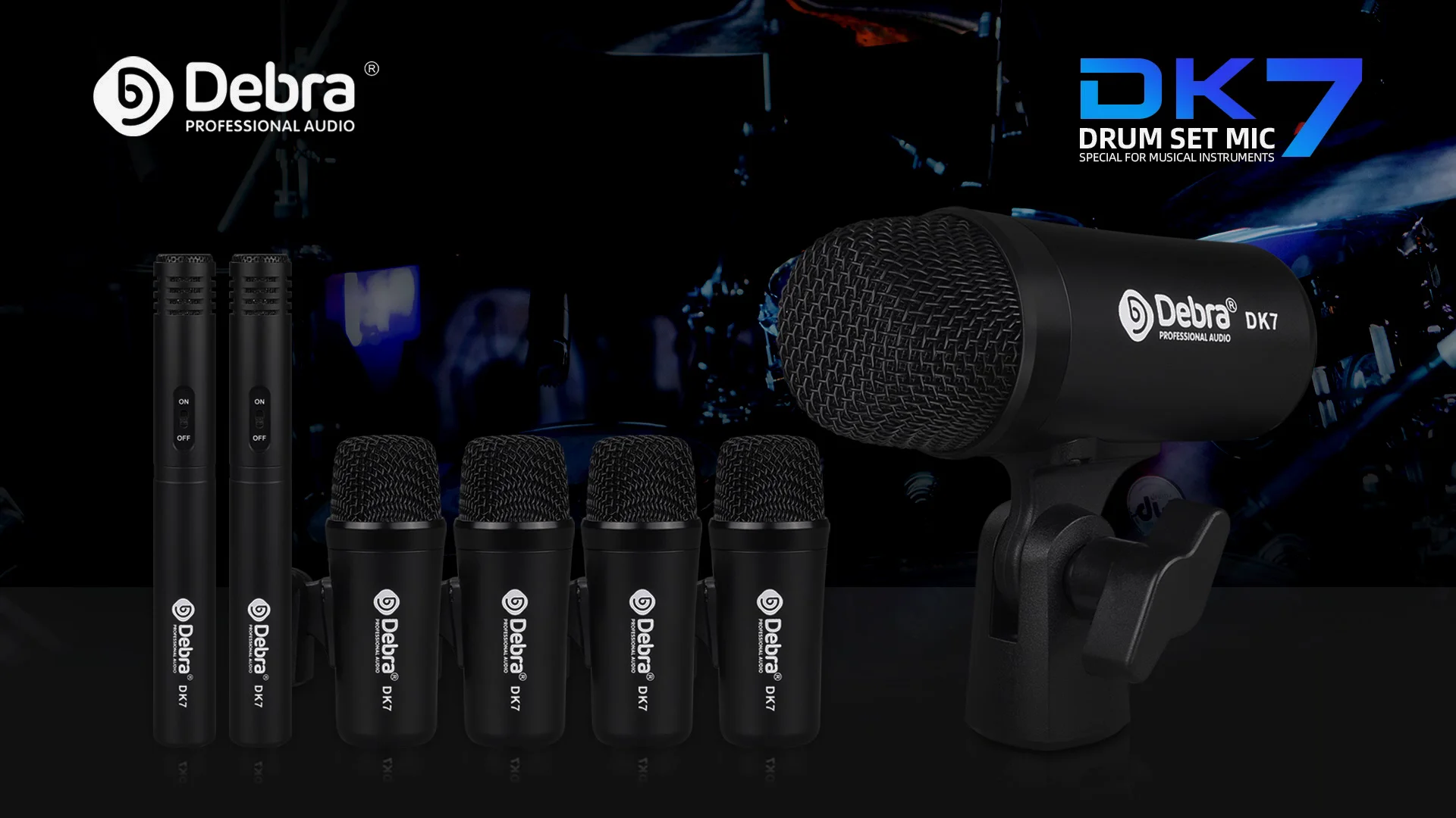 Drum Microphone Kick Snare Tom Hihat Crash Ride 7 Drum Kit Mic ...