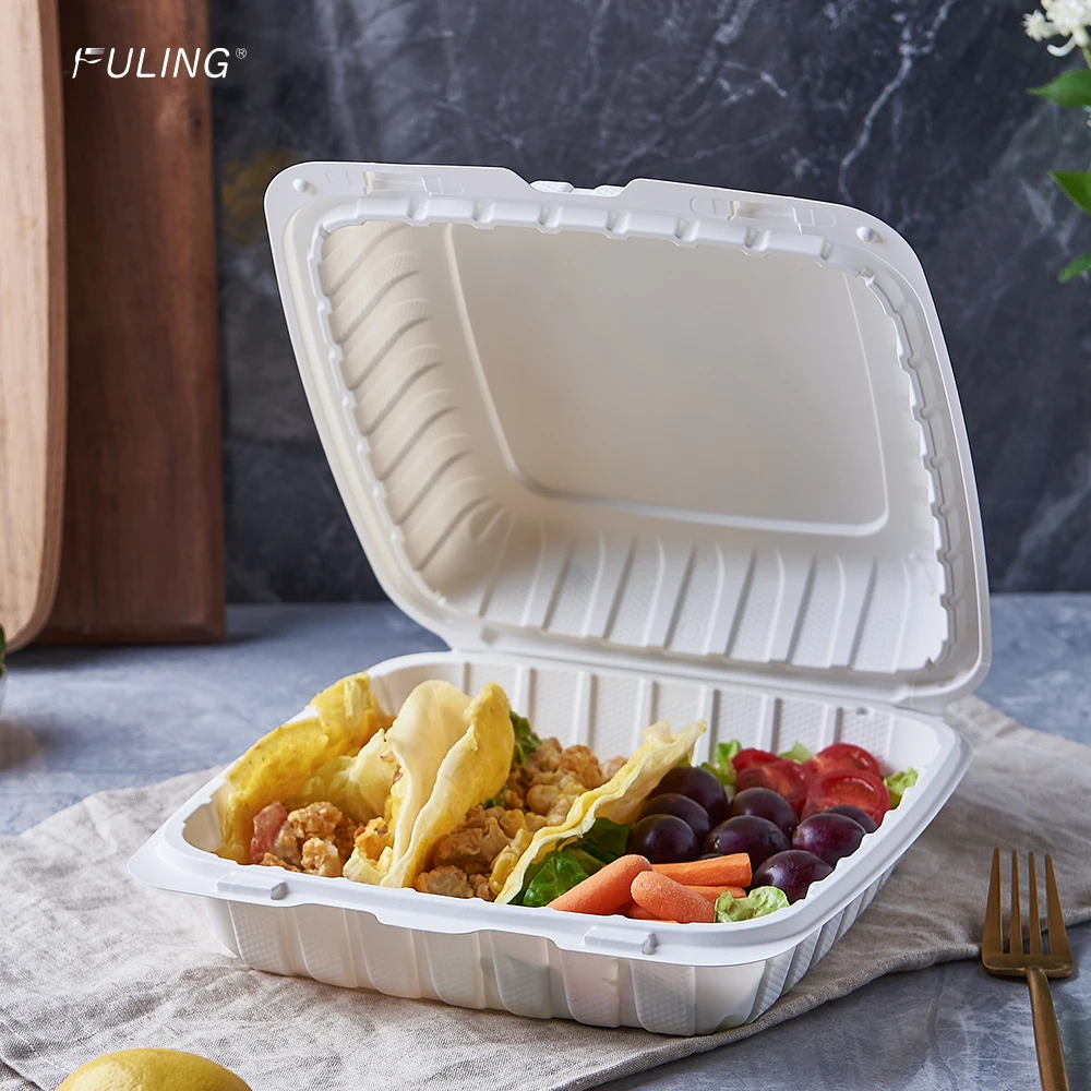 Fuling 9x9'' 3-compartment 9inch Plastic Mfpp Mineral Food Meal Prep ...